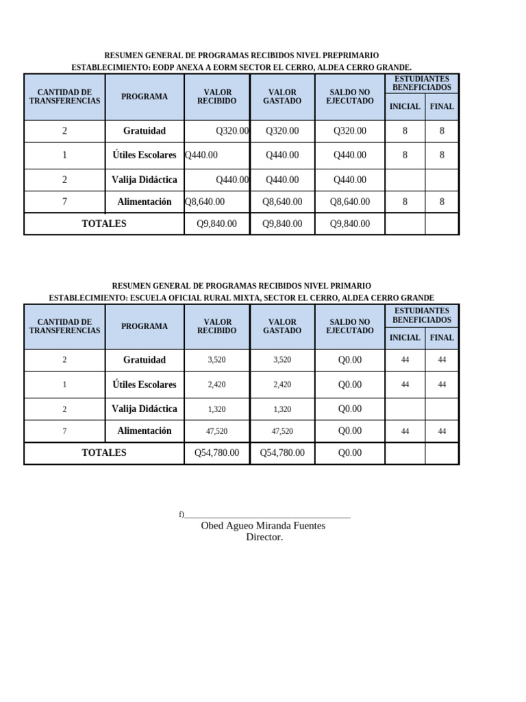 RESUMEN GENERAL DE PROGRAMAS 2023 | PDF