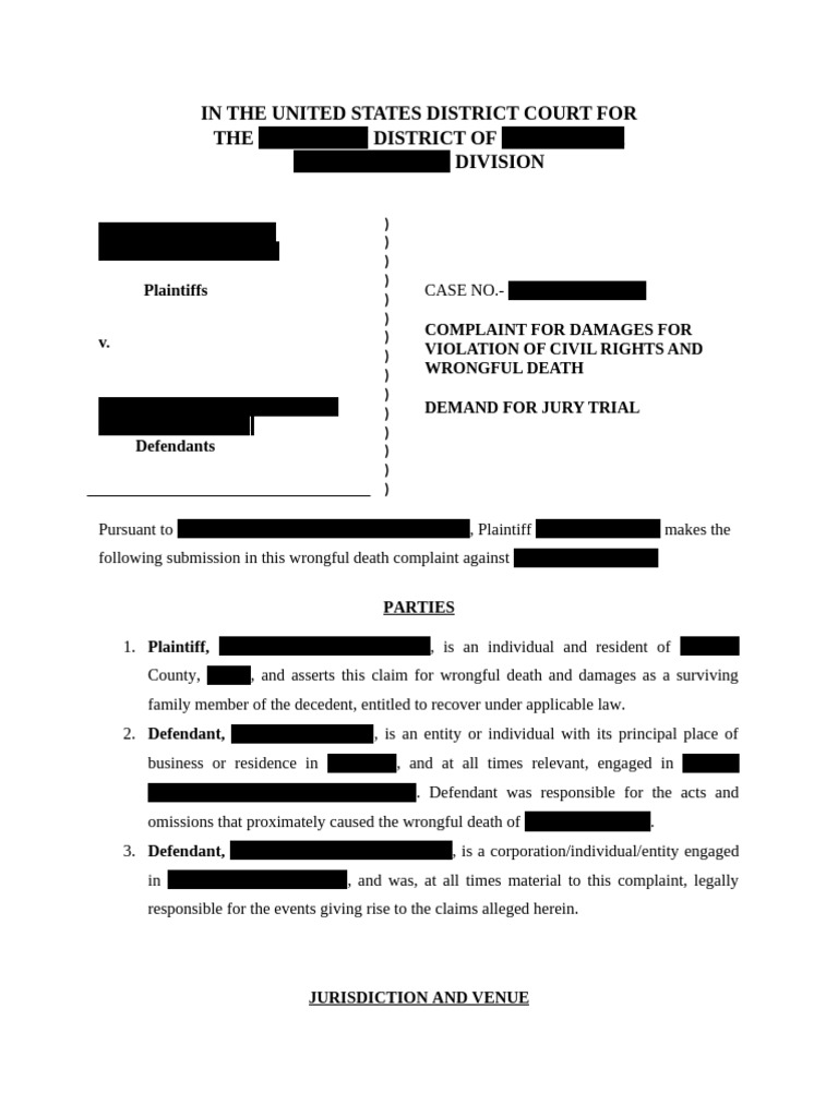 US Civil Lawsuit Sample | PDF | Damages | Liability Insurance