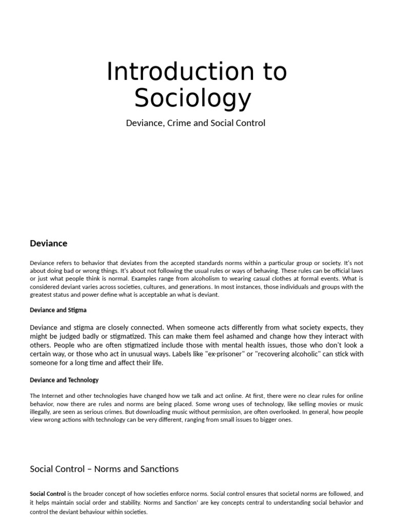 Deviane, Crime and Social Control - Simpler Version | PDF | Deviance ...