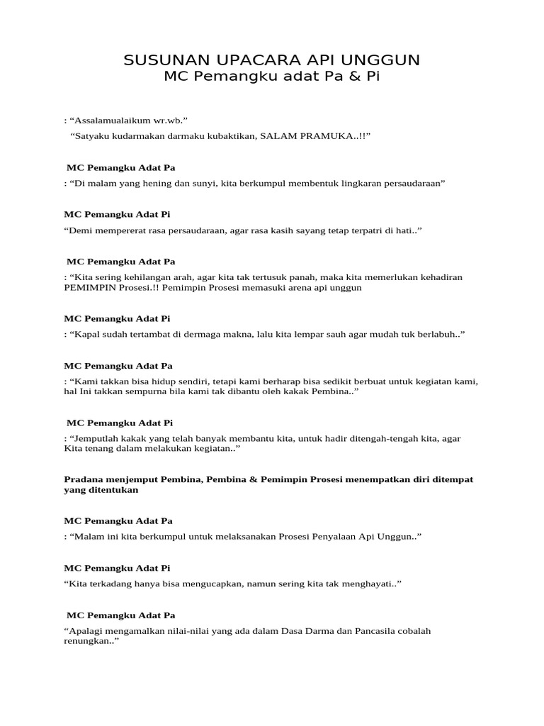Susunan Upacara API Unggun | PDF | Agama & Spiritualitas