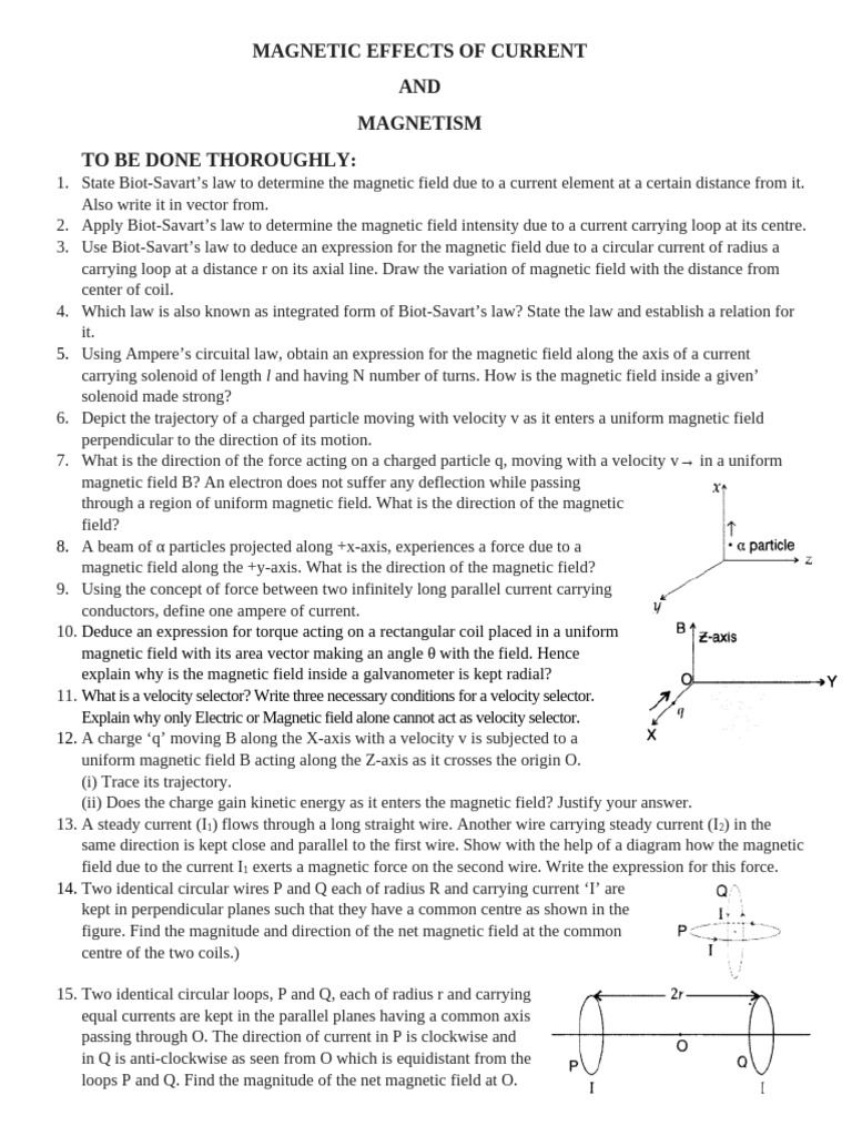Revision Questions Magnetic Effects of Current | PDF | Magnetism ...