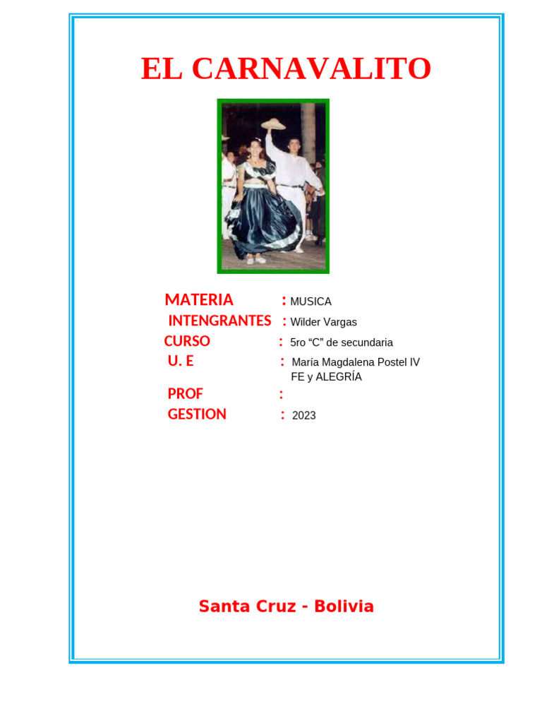 Carnavalito Cruceño: Danza y Tradición | PDF