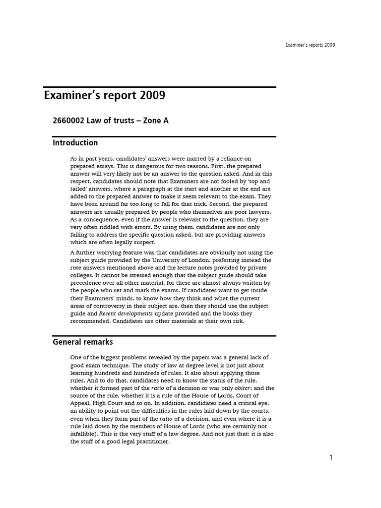 Equity and Trust Examiner Report | PDF | Legal Liability | Trustee
