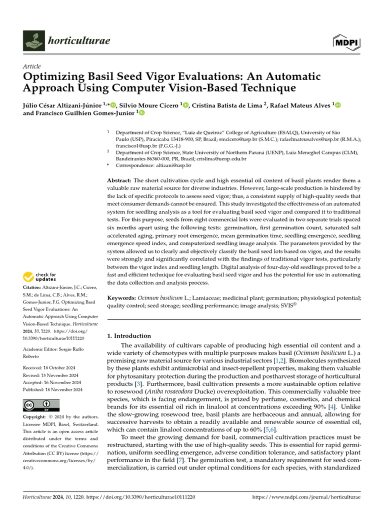 Horticulturae 10 01220 | PDF | Seed | Germination