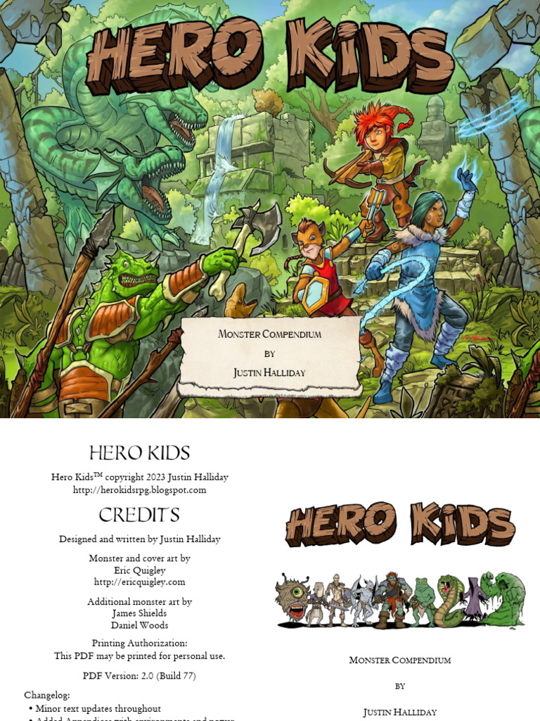 Hero Kids - Fantasy Expansion - Monster Compendium - Core - Printer ...