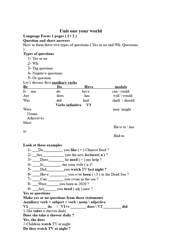 Unit One + Two English (1 | PDF | Verb | Memory
