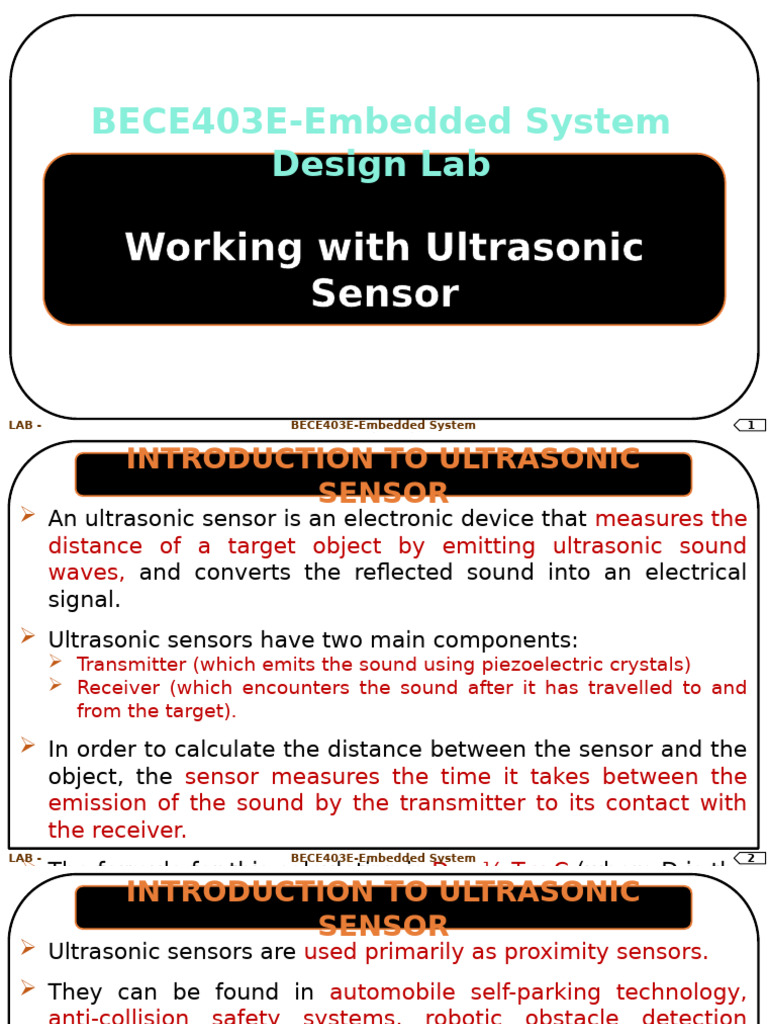 Esd Lab-7 Working With Ultrsonic Sensor | PDF | Ultrasound | Electrical ...