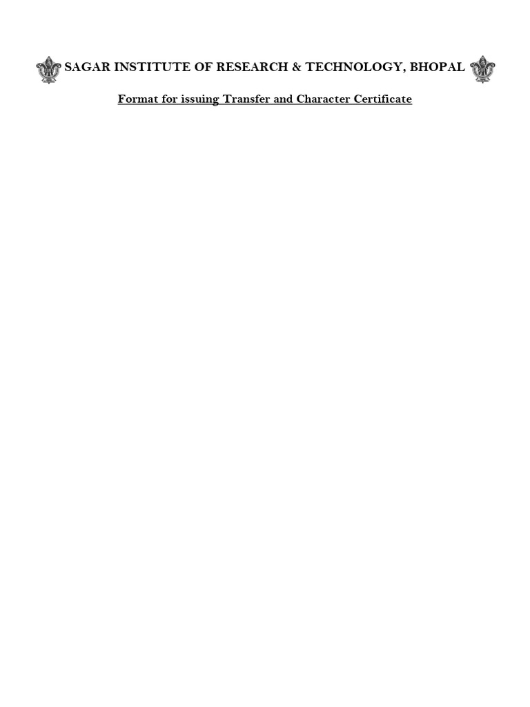 Transfer And Character Certificate Request Form Pdf Career Growth