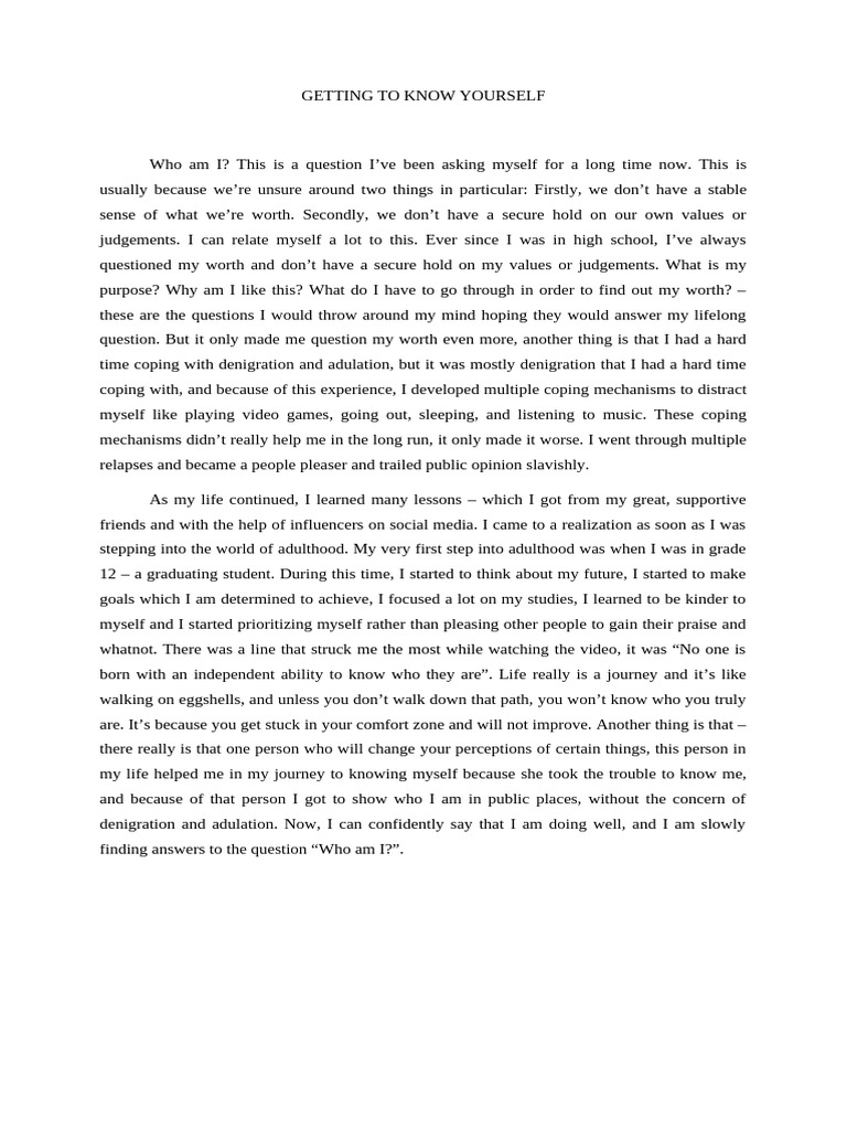 Getting To Know Yourself | PDF | Social Psychology | Cognition