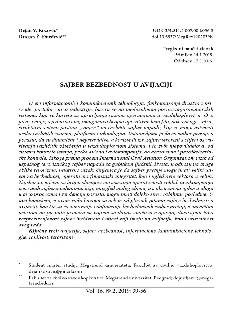 Syber Security in Aviation | PDF