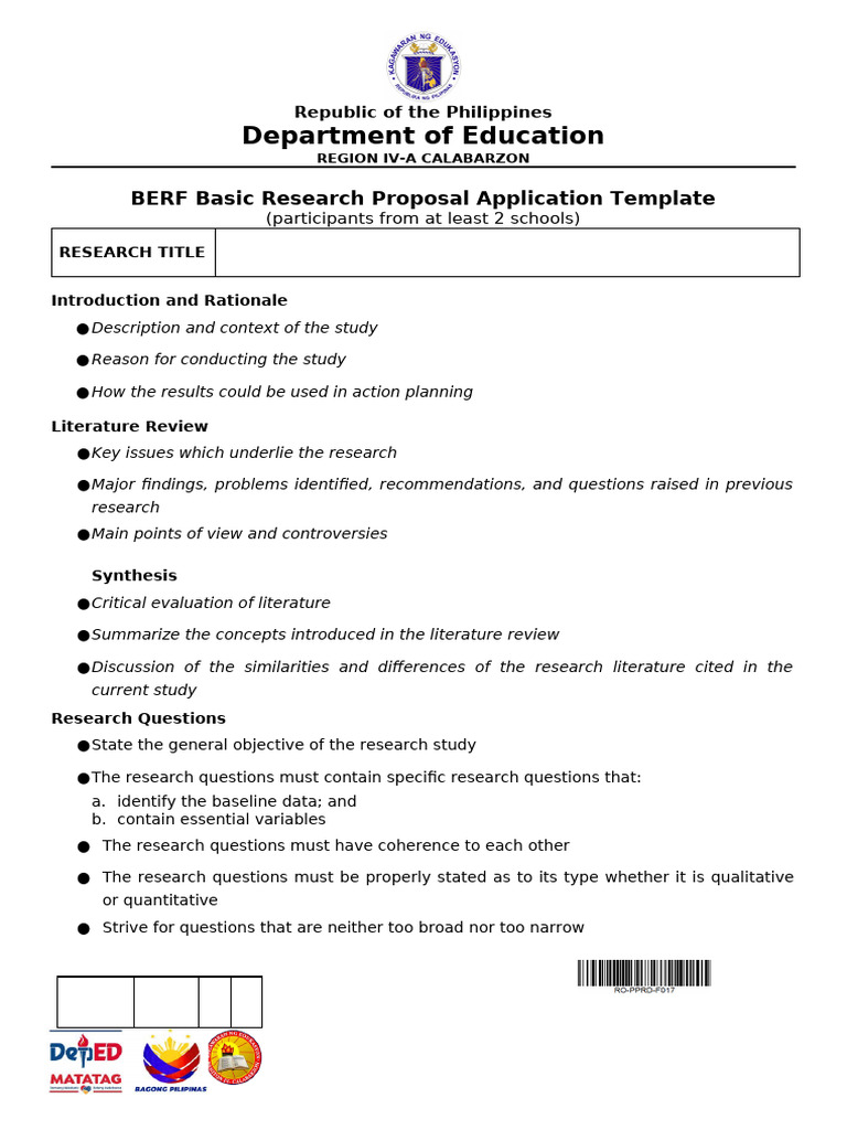 Basic Research Proposal Application Template | PDF | Methodology ...