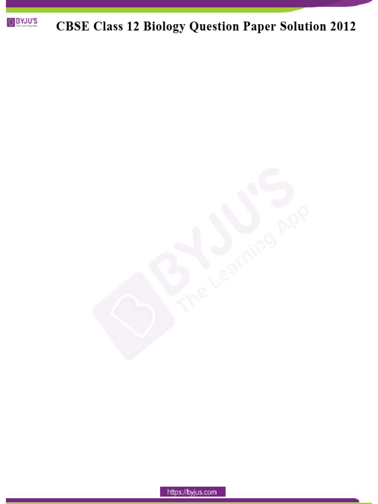 CBSE Class 12 Biology Question Paper Solution 2012 Set 1 | PDF ...