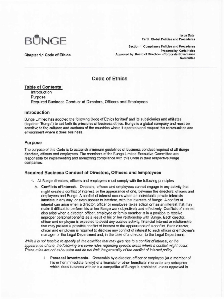 Code of Ethics | PDF | Conflict Of Interest | Employment