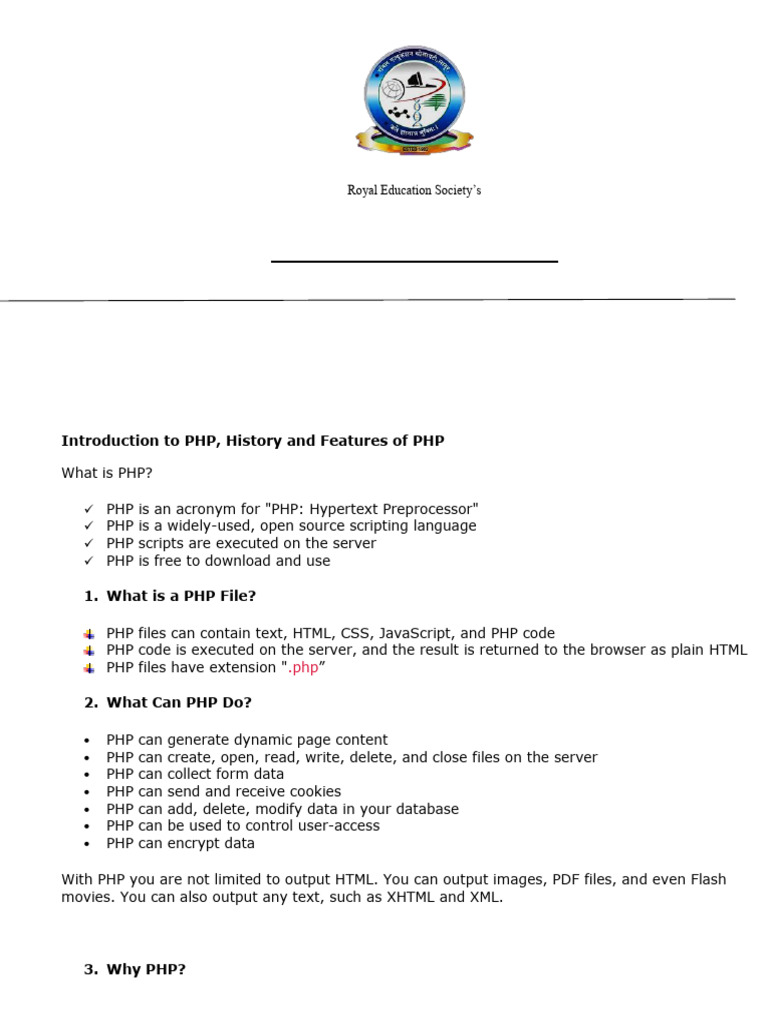 PHP Basics for BCA Students | PDF | Computers