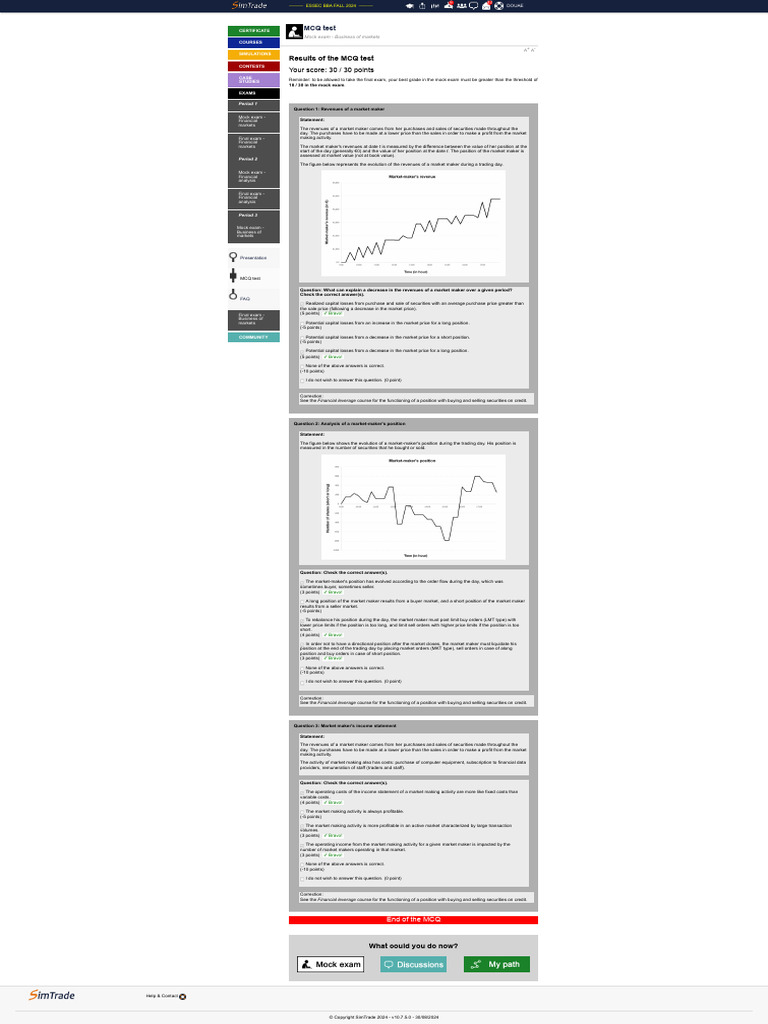 PERIOD 3 SimTrade - Mock Exam 11 | PDF | Market Maker | Short (Finance)