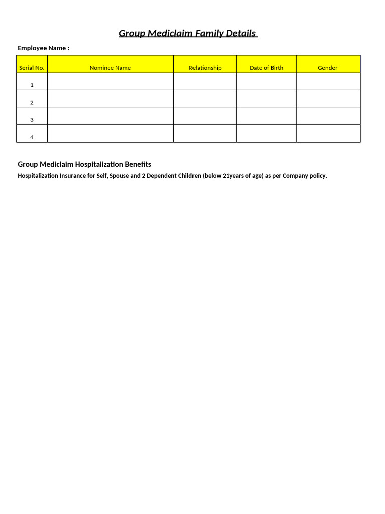8 Group Mediclaim Insurance Health Card Family Details | PDF | Lifestyle