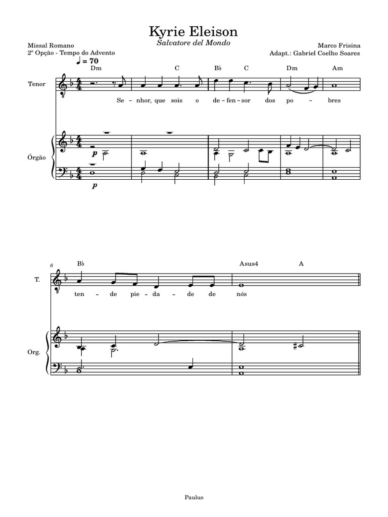 Kyrie Eleison Salvatore Del Mondo Marco Frisina | PDF
