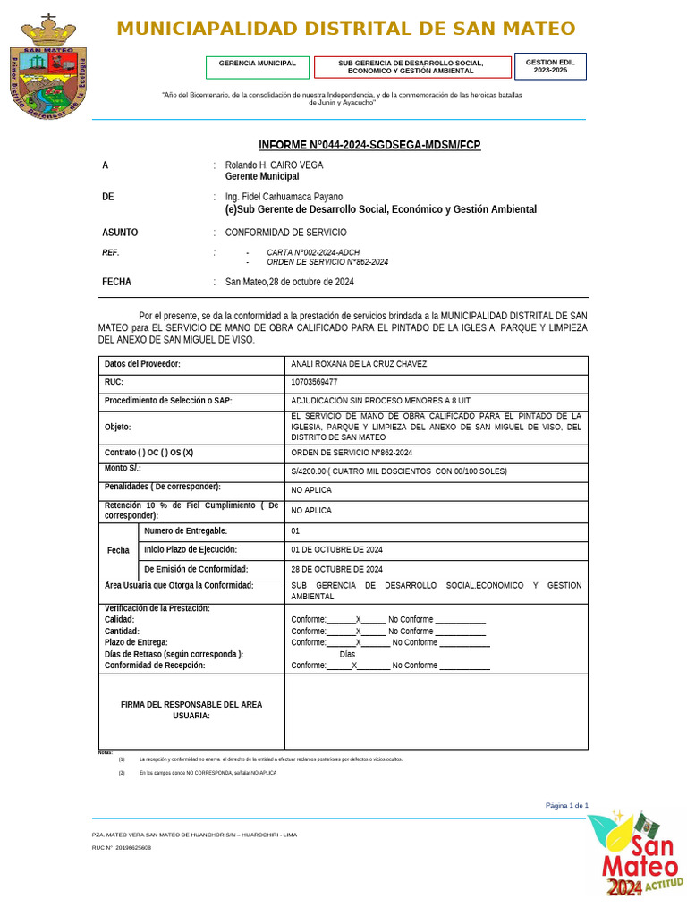 Informe N°044-2024 Viso | PDF