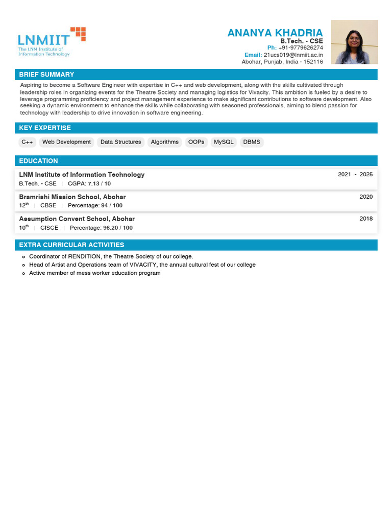 Aspiring Software Engineer Profile | PDF