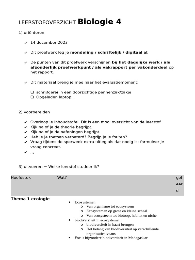 Sjabloon Leerstofoverzicht December 2023 | PDF