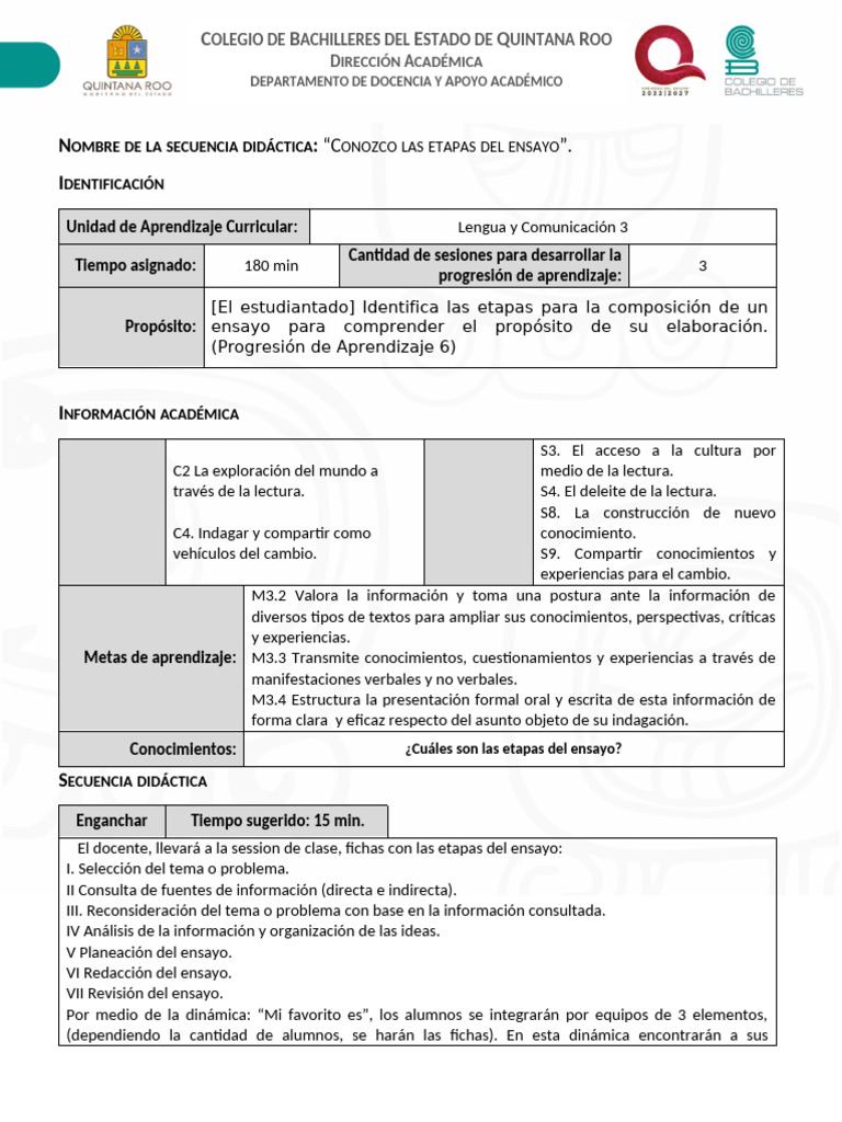 Progresión 6 | PDF | Ensayos | Enseñando
