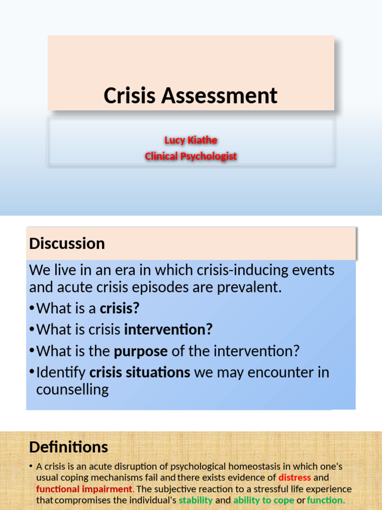 Crisis Assessment | PDF | Hypothalamic–Pituitary–Adrenal Axis ...