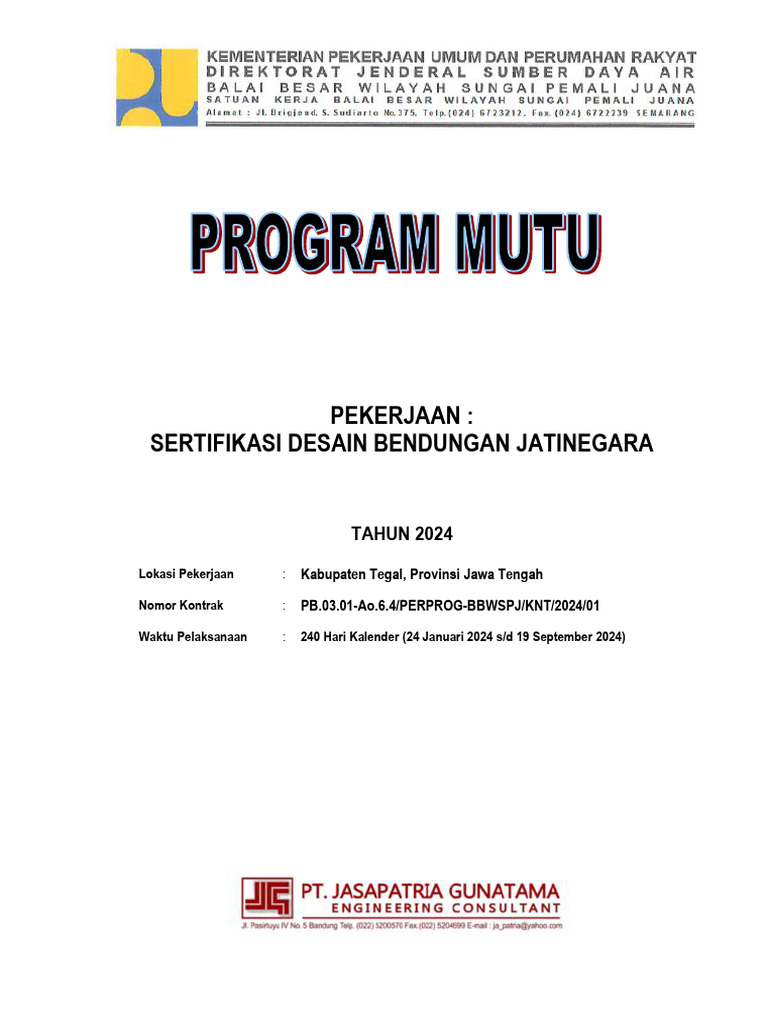 Program Mutu Bendungan Jatinegara | PDF