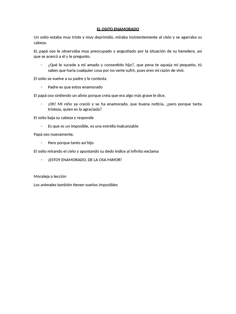 El osito enamorado de la Osa Mayor | PDF