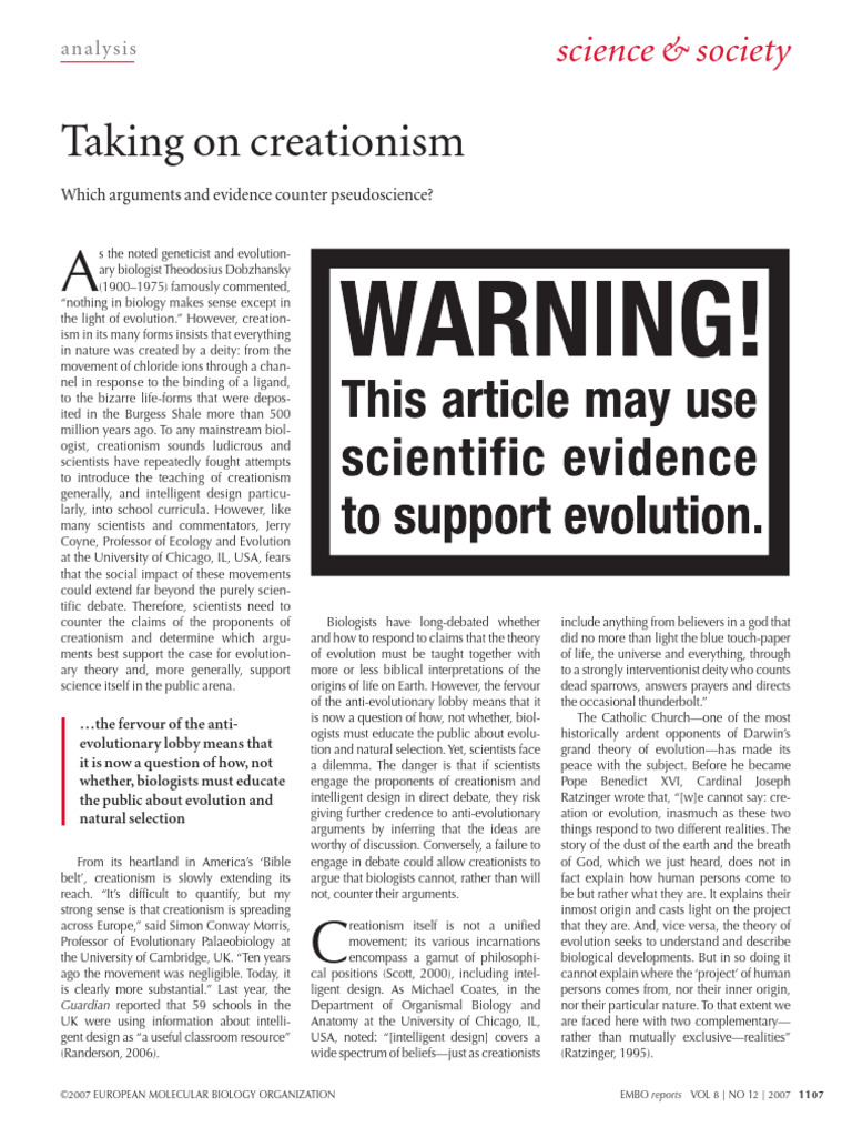Taking On Creationism Which Arguments and Evidence Counter ...