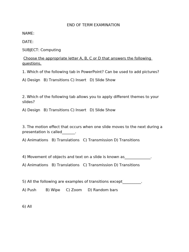 Third Term Class 5 Exams | PDF | Computers