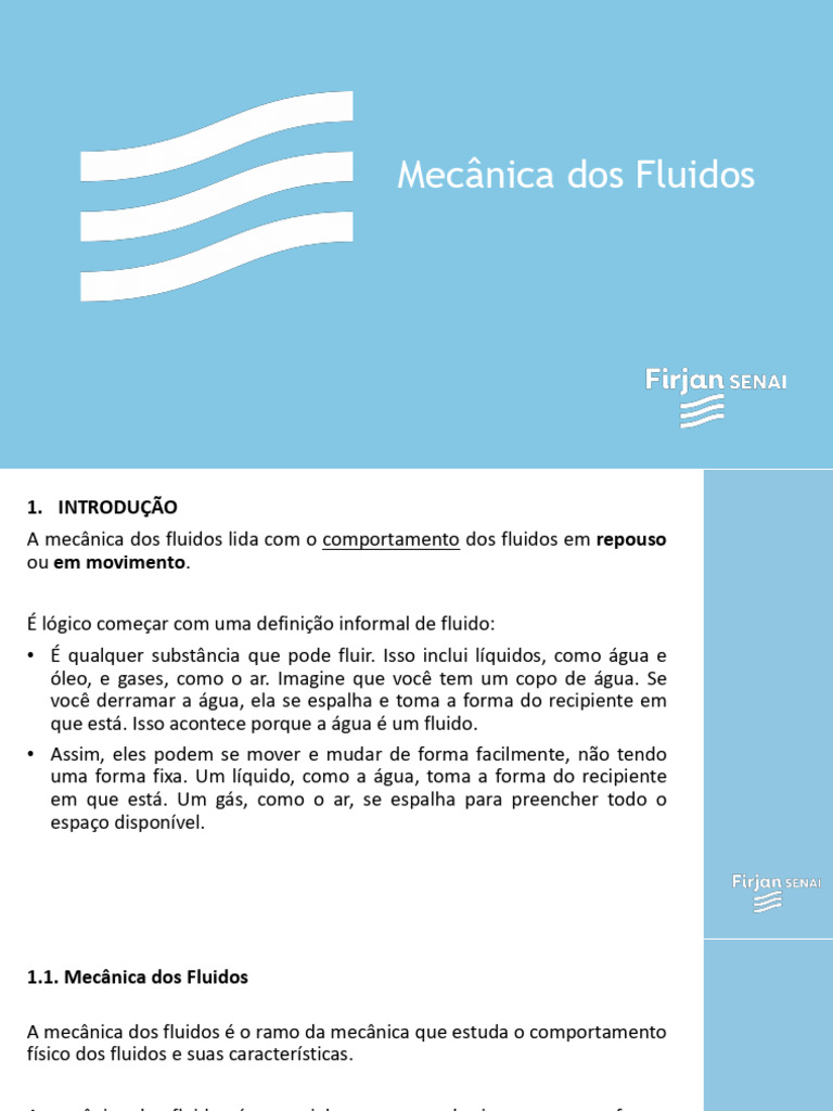 Aula 1 - Mecanica Dos Fluidos | PDF | Pressão | Flutuabilidade