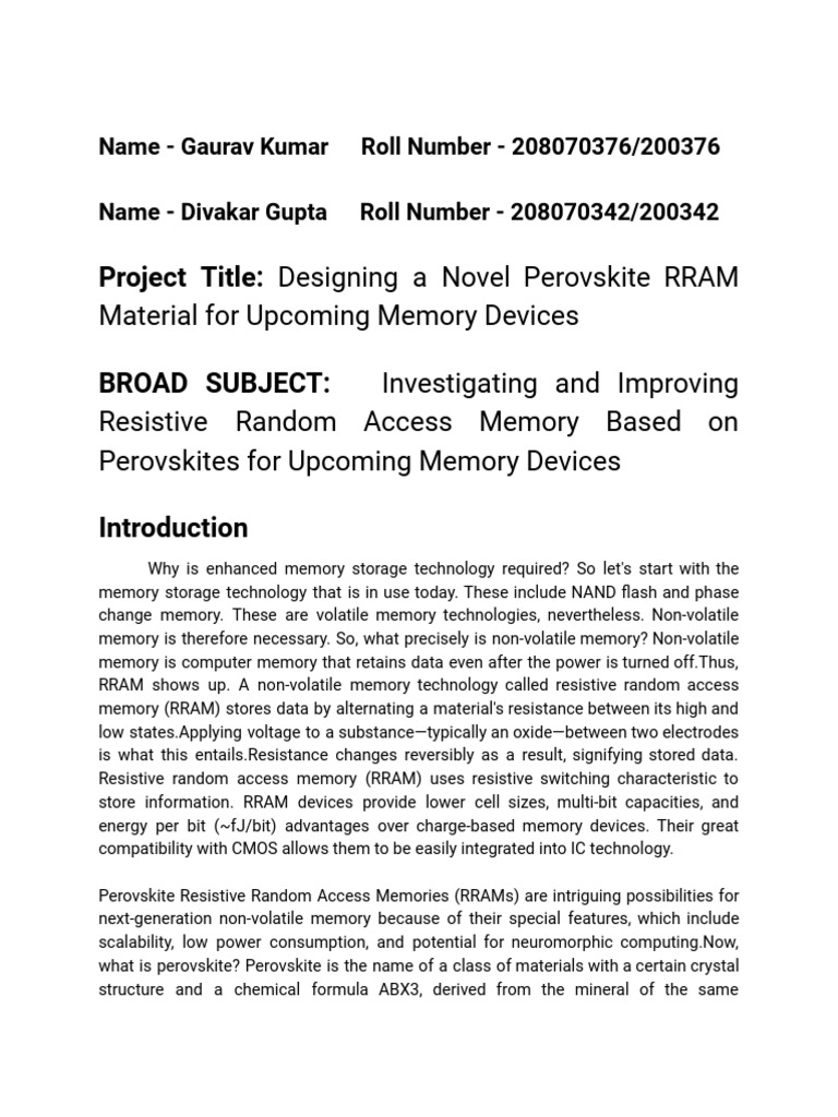 Perovskite RRAM-1 | PDF | Computer Memory | Ion