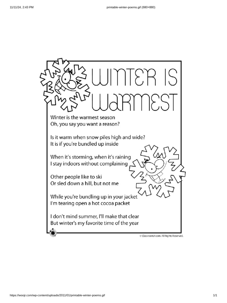 Printable Winter Poems | PDF | Games & Activities | Computers