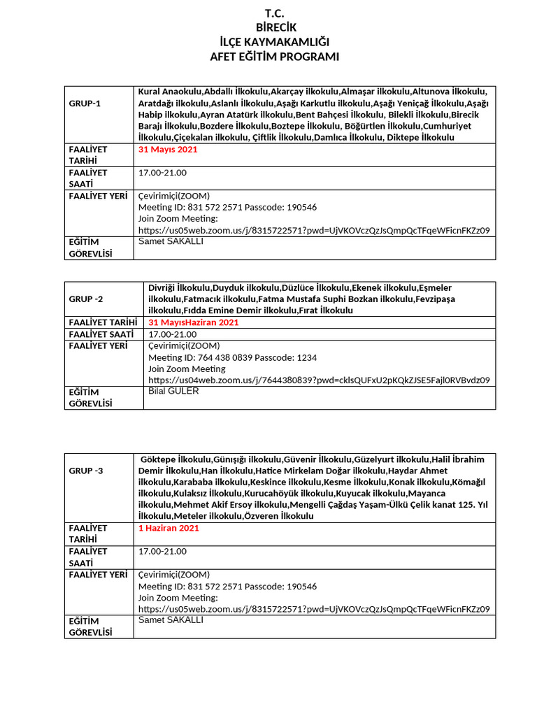 Afad Eği̇ti̇m Programi | PDF