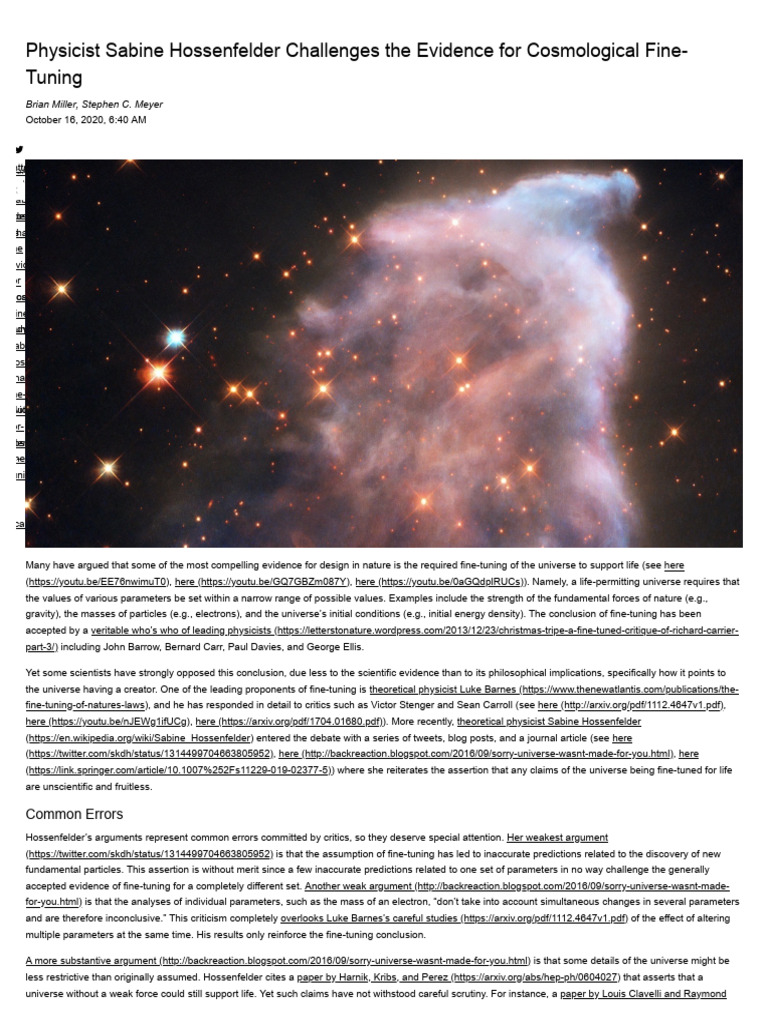 Physicist Sabine Hossenfelder Challenges The Evidence For Cosmological ...