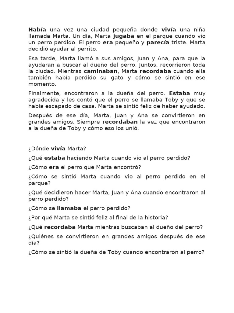 Marta y El Perrito Perdido | PDF