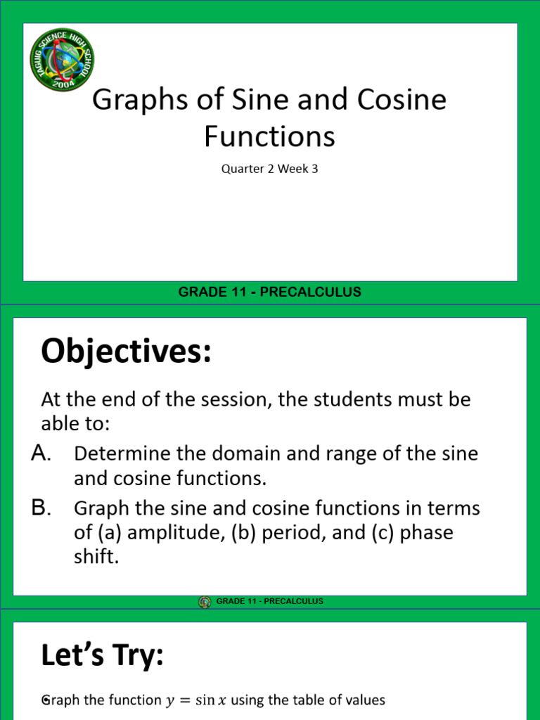 Precal Q2 Week 3 Graph of Sine and Cosine | PDF | Science & Mathematics