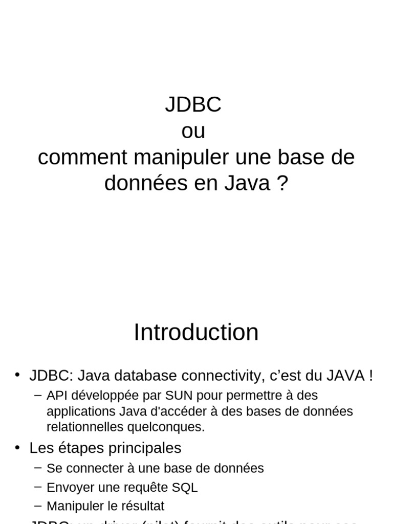 JDBC FM 2012 2013 | PDF | Java (Langage de programmation) | MySQL