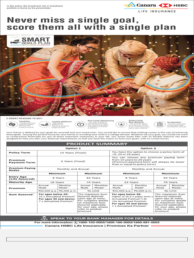 Canara HSBC Smart Goals Plan Overview | PDF | Insurance | Life Insurance