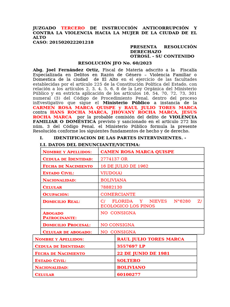 Carmen Rosa Marca Quispe (Rechaso) | PDF | Debido al proceso | Judicaturas