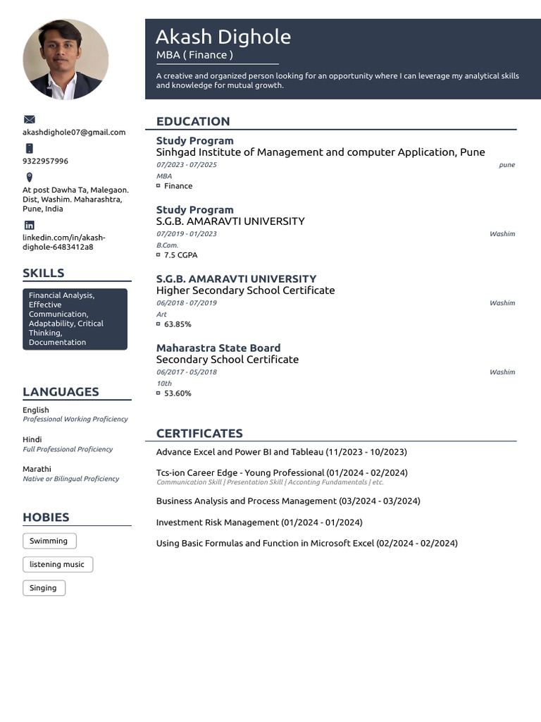 Akash Dighole Resume # | PDF