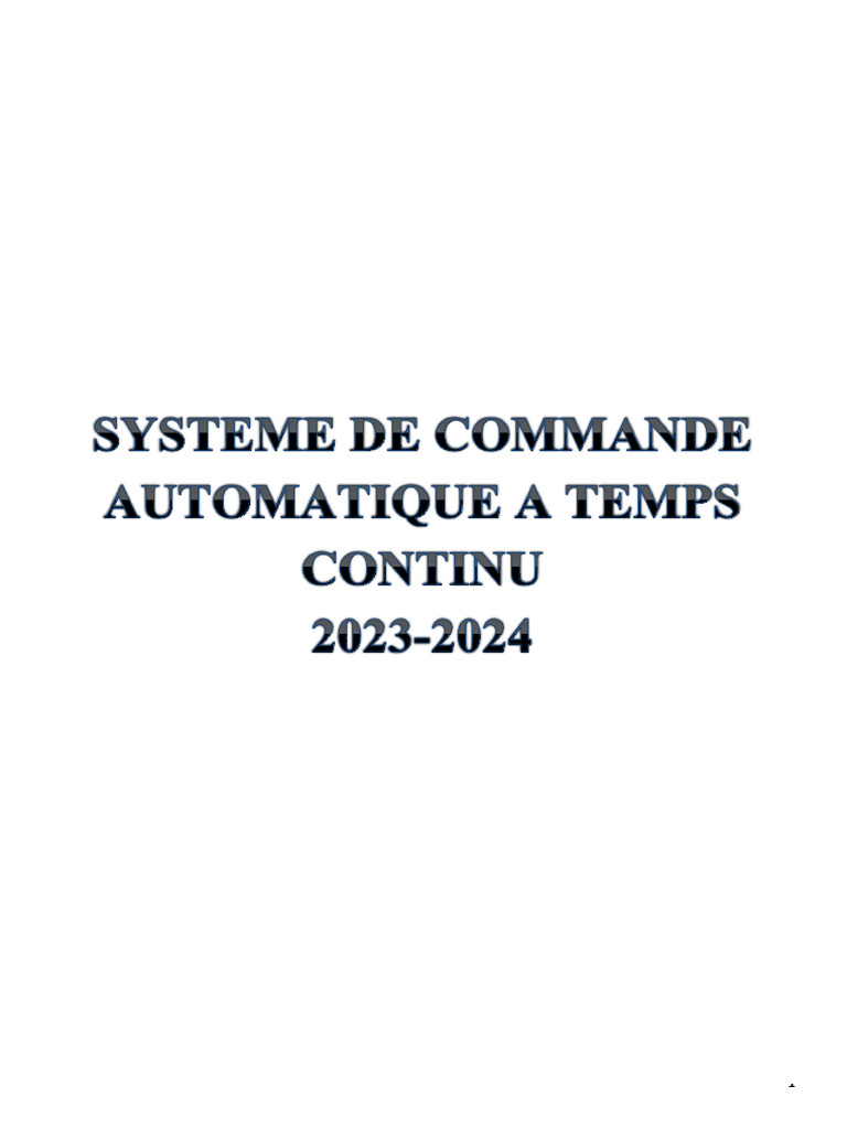 Système de Commande Automatique | PDF | Régulation | Mathématiques ...