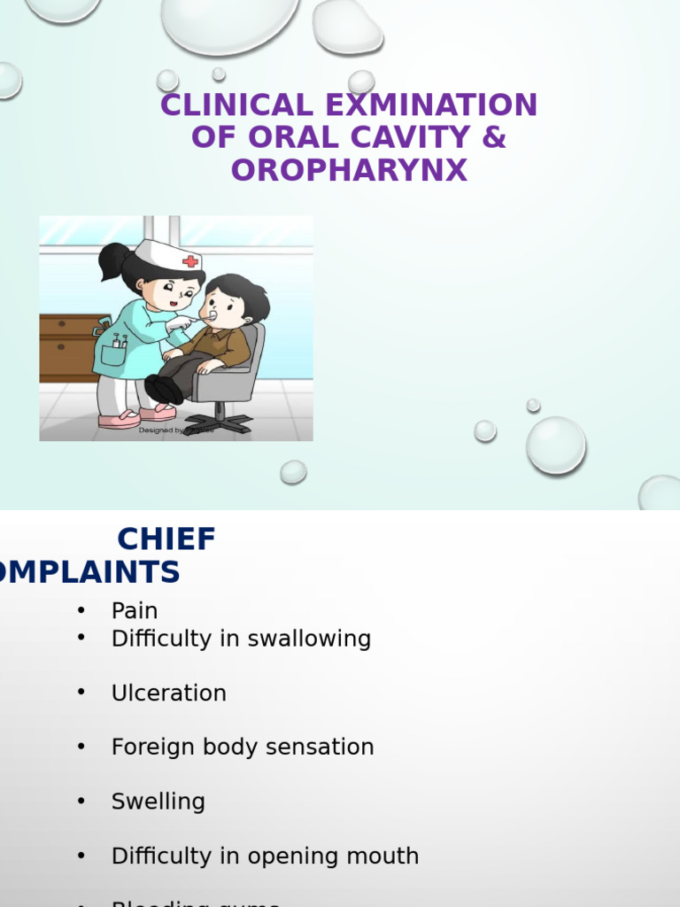 Examination of Oral Cavity & Oropharynx-1 | PDF | Tongue | Clinical ...