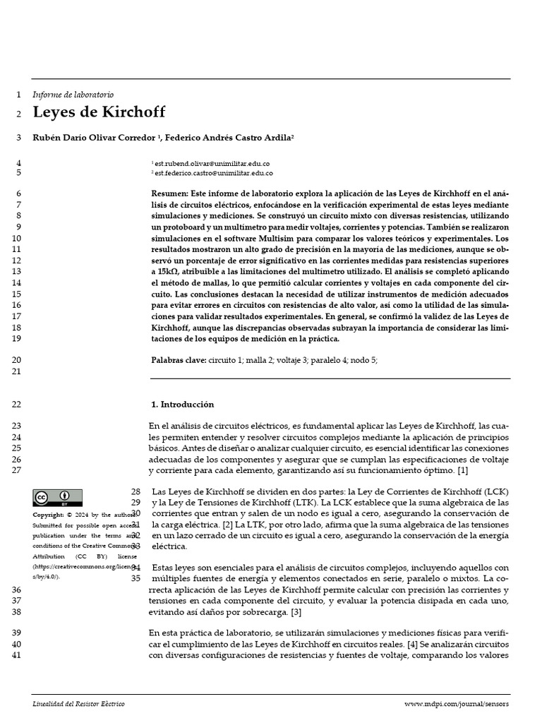 Leyes de Kirchhoff | PDF | Red eléctrica | Análisis de red (circuitos ...
