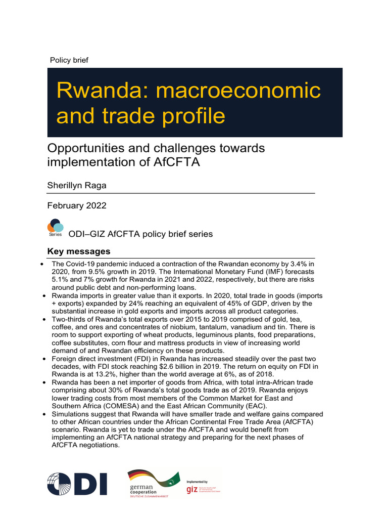 Giz2022 en Afcfta Rwanda Macroeconomic Trade Profile | PDF | Non Tariff ...