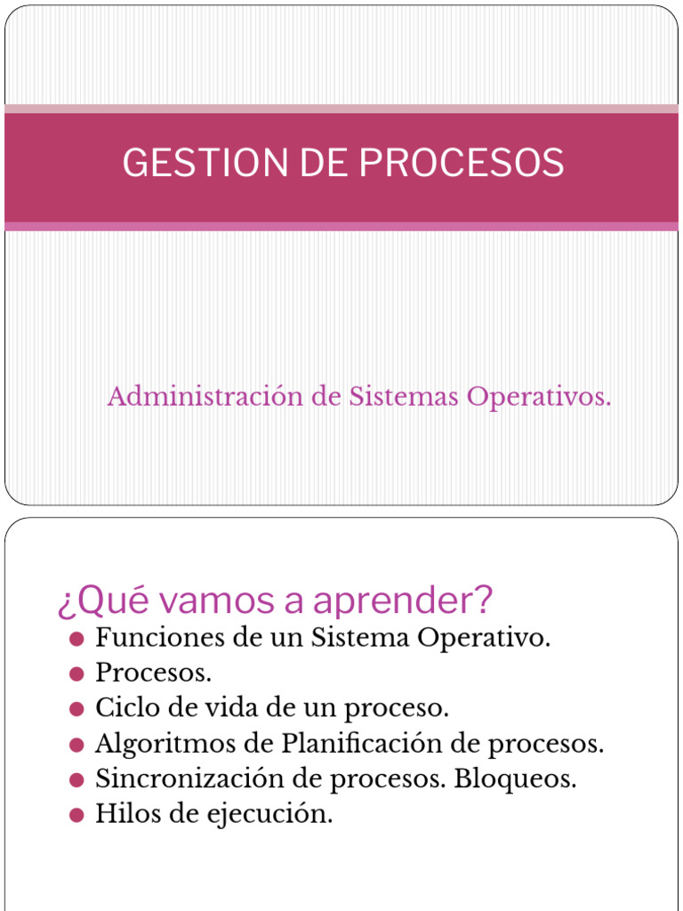 Adso Gestion Procesos | PDF | Proceso (Computación) | Hilo (Computación)
