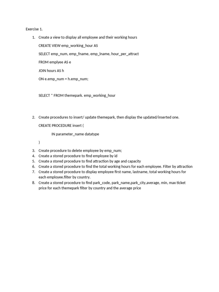 SQL Procedures for Employee Management | PDF