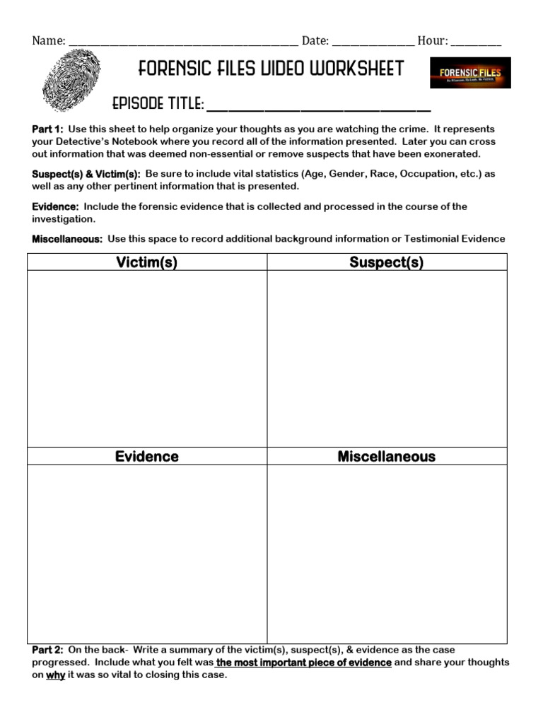 Forensic Files Summary & Analysis | PDF | Forensic Science | Detective