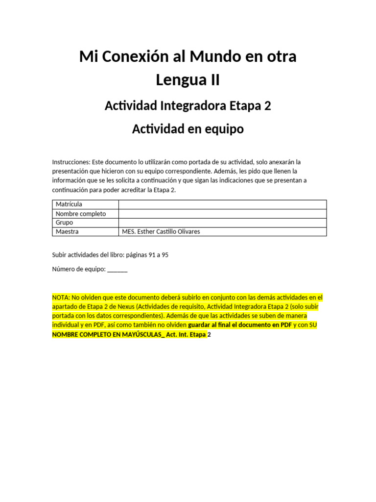 Act. Integradora Etapa 2 MCEOL 2 | PDF