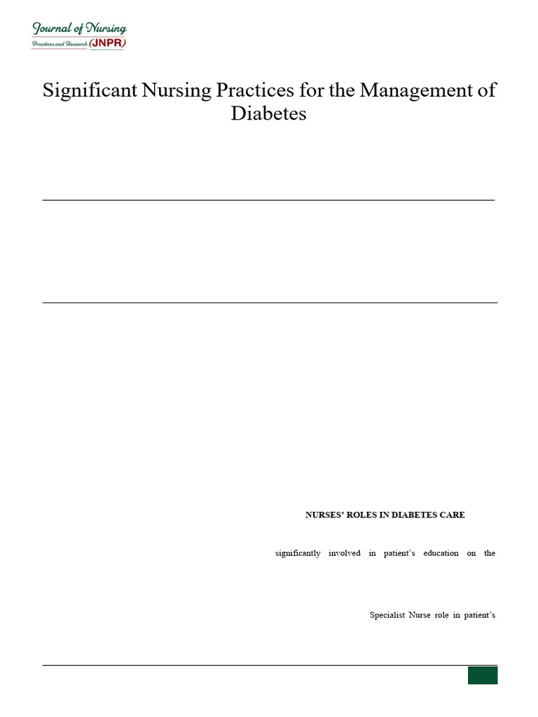 The Role Nursing Team Diabetes Care | PDF | Nursing | Diabetes